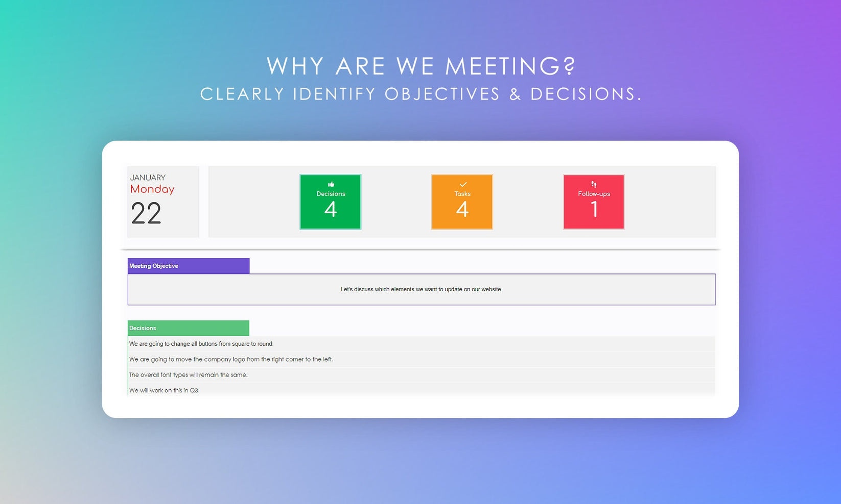 Meeting Minutes Planner for Google Sheets – Bobcat Planners