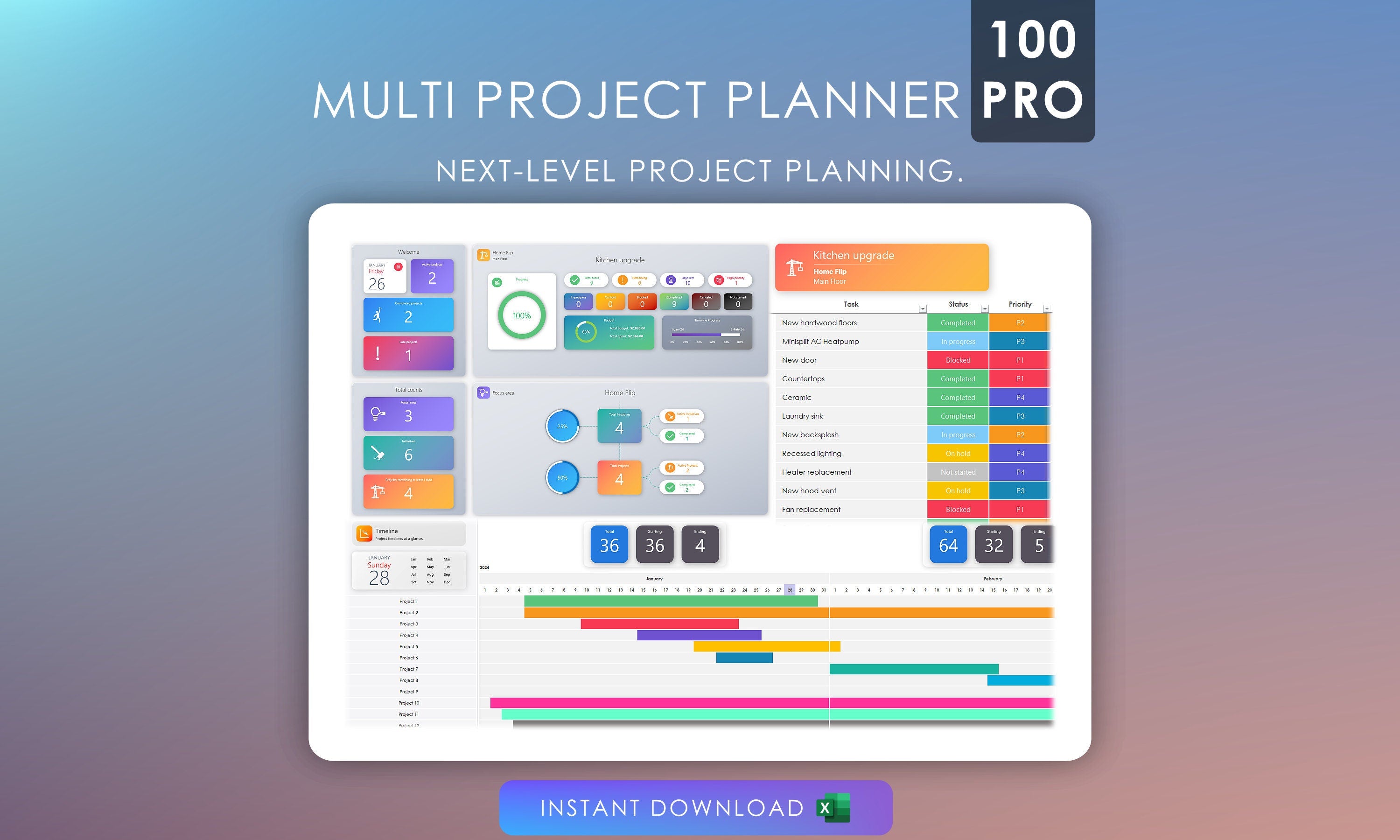Multi Project Planner 100 Pro – Bobcat Planners