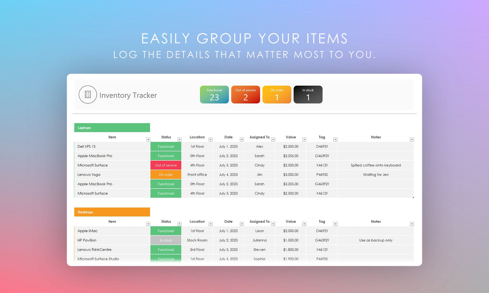 Inventory Tracker Management Dashboard – Bobcat Planners